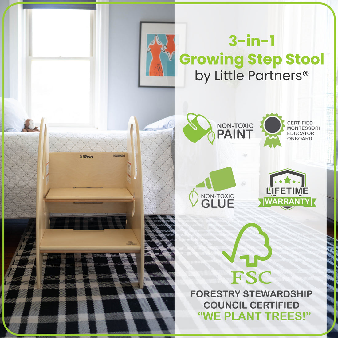 Baby Step Stool with Rails | Little Partners