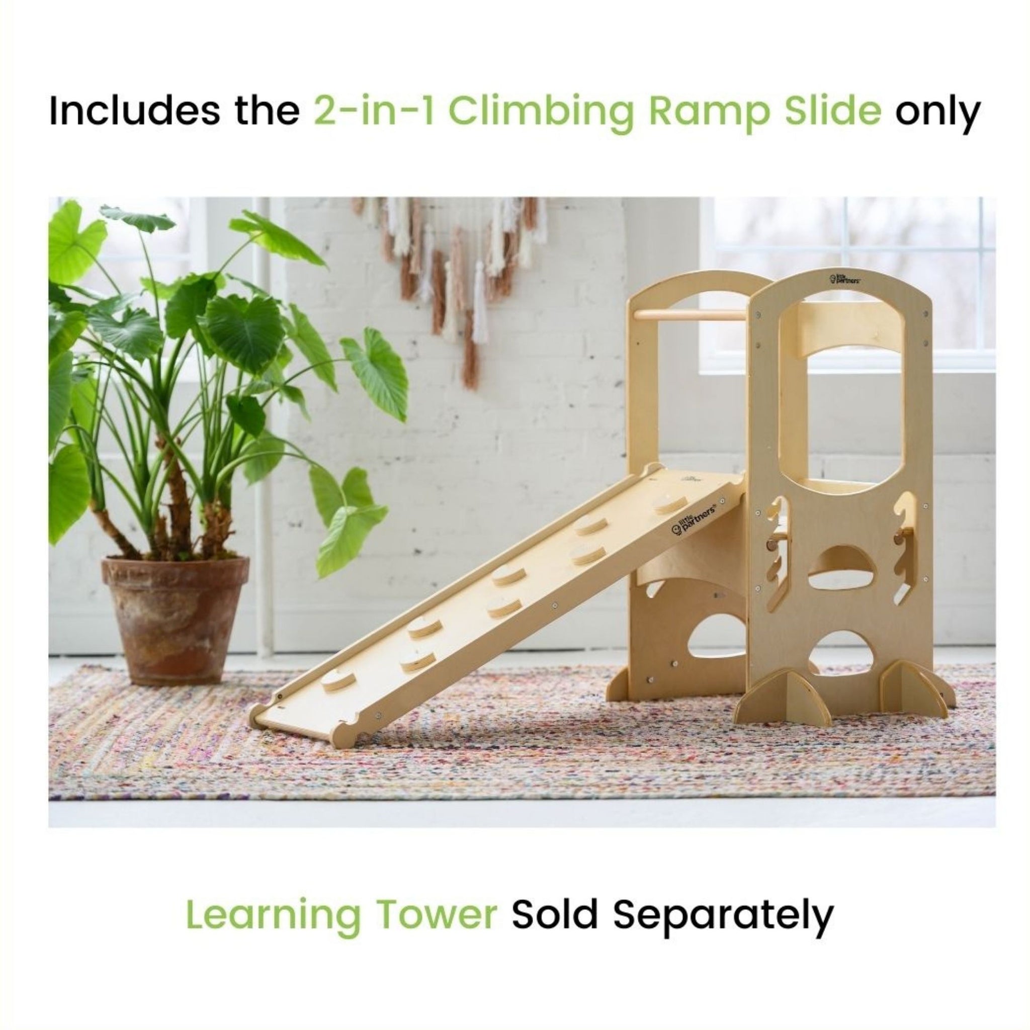 2-in-1 Montessori Climbing Ramp Slide for Toddlers –dd Little Partners